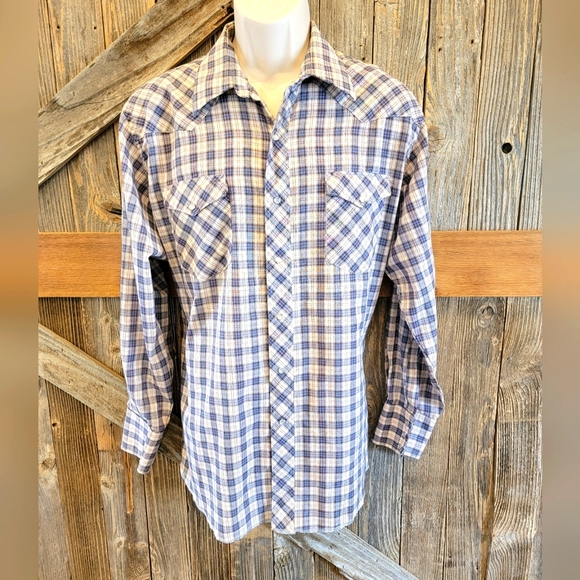 Wrangler | Shirts | Vintage Wrangler Cowboy Cut Regular Fit Pearl Snap ...